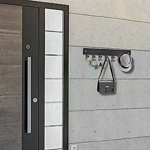 Yoanxong 1 Pack Key Holder for Wall Adhesive, Key Holder On Wall with 7 Hooks Key Hanger Wall Mount for Living Room, Bathroom, Kitchens, Hallway Wall Mount Keychain No Drilling Required(Grey)