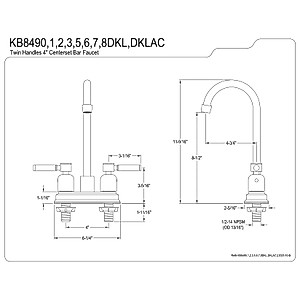 Kingston Brass KB8493DKL Kaiser Bar Faucet, Antique Brass