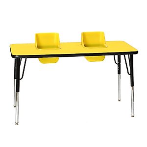 Toddler Tables 2-Seat Feeding Table, Yellow Top, Yellow Seats