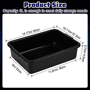 Sherr 10 Pcs 8L Plastic Bus Tubs Bus Tubs Restaurant Food Service Bus Tubs Commercial Bus Box with Handles Wash Basin Tray for Home Daily Use, Toys, Restaurant Hotel Food Service, Black