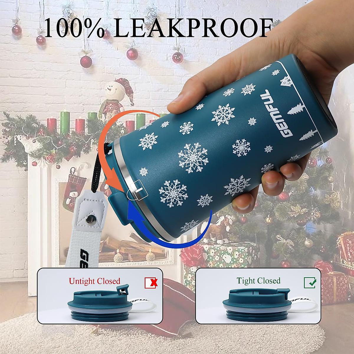 GEMFUL Travel Coffee Mug 17 oz Tumbler Gifts Screw Top Termos Fits in Car Cup Holder for Lover Female or Male