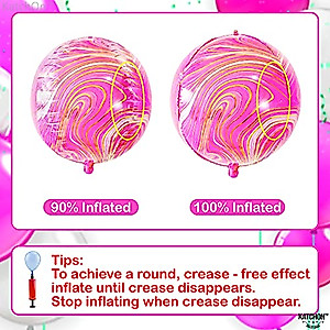 KatchOn, Big 22 Inch Pink Marble Balloons - Pack of 6 | Pink and Orange Balloons, Pink and Orange Party Decorations | Agate Pink Mylar Balloons, Hot Pink Party Decorations | Gender Reveal Decorations