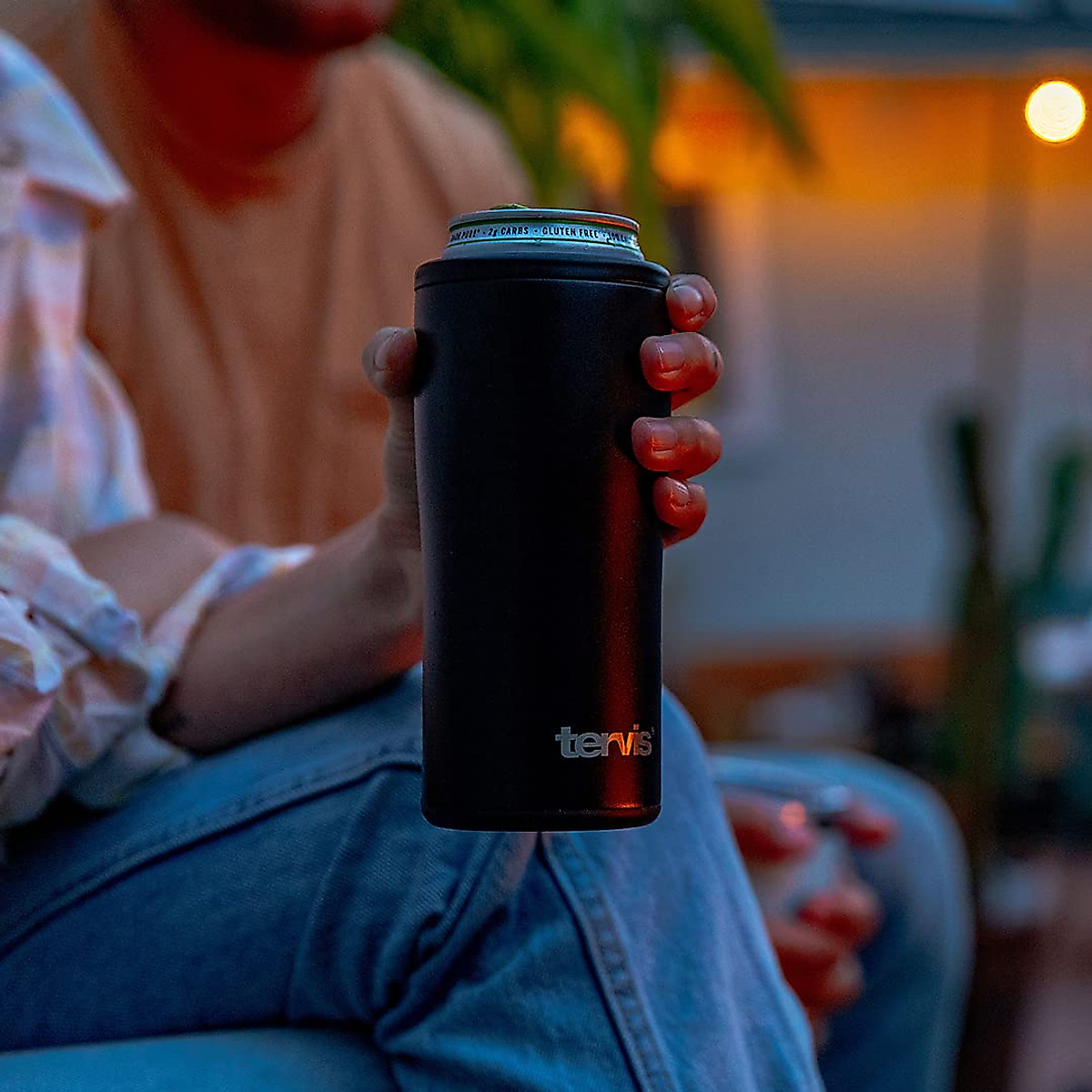 Tervis Deepwater Blue Powder Coated Triple Walled Insulated Tumbler Cup Keeps Drinks Cold & Hot, 12oz Slim Can Cooler, Deepwater Blue