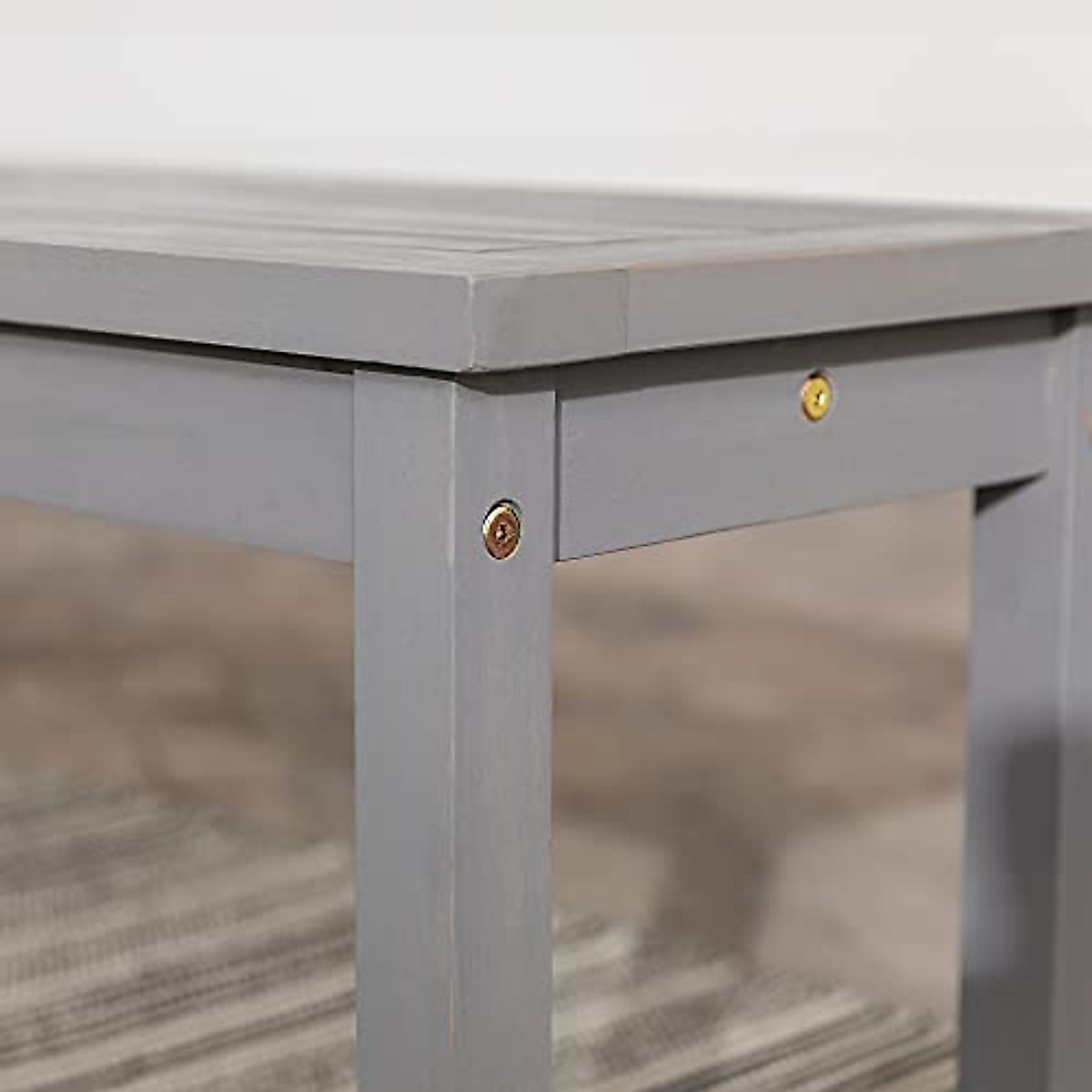 Walker Edison Rendezvous Modern Solid Acacia Wood Slatted Patio Bench, 53 Inch, Grey Wash