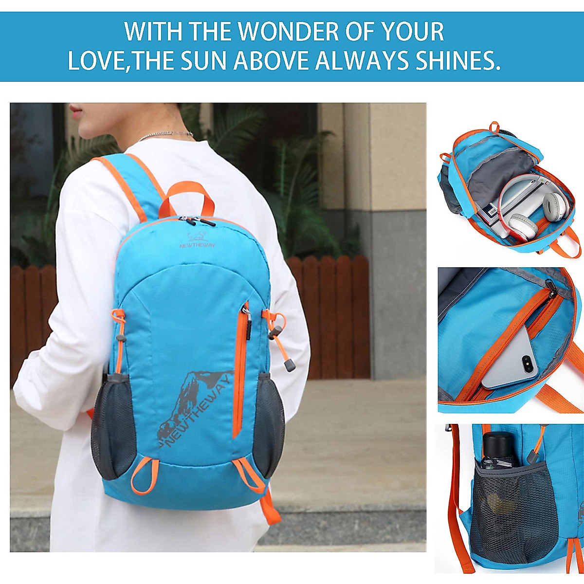 Lywencom Hiking Backpack,20L sports lightweight folding waterproof ultra-light backpack suitable for outdoor camping picnic(blue), LW026