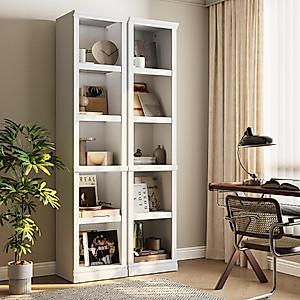 Bevfint 70" Tall Bookcase, White Narrow Floor Standing Bookshelf, 5 Tier Shelves Open Storage Organizer, Book Case for Living Room Hallway Kitchen Home Office Bathroom, White - 5 Tier