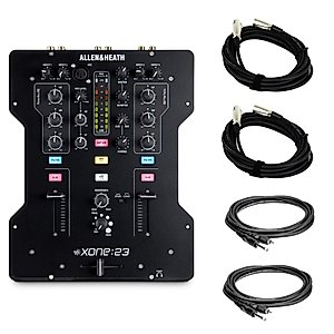 Allen & Heath Xone:23 DJ Mixer Bundle with 2 XLR & 2 RCA to 1/4" Cables (5 Items)