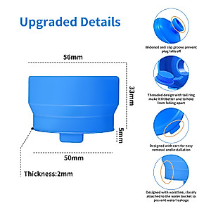 SEVCHY 3 and 5 Gallon Water Jug Cap, Reusable Food Grade Silicone Replacement Cover for 55mm Opening Water Jug Lid, Non Spill Water Bottle Caps - pack of 3