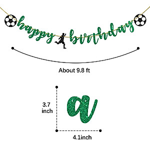 Felezon Soccer Happy Birthday Banner - Sports Theme Birthday Bunting Banner for Kids Boys Men Birthday Party Decoration - Soccer Birthday Party Supplies Photo Booth Props