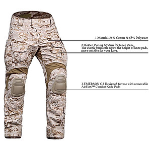 EMERSONGEAR G3 Combat Pants with Knee Pads Airsoft Tactical Pants Hunting Airsoft Paintball Multicam Camo Pants R1 X-Large