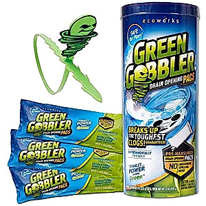 Green Gobbler Drain Clog Remover Powder PACS | Hair Clog Remover | Toilet Clog Remover | Sinks & Tub Drain Cleaner