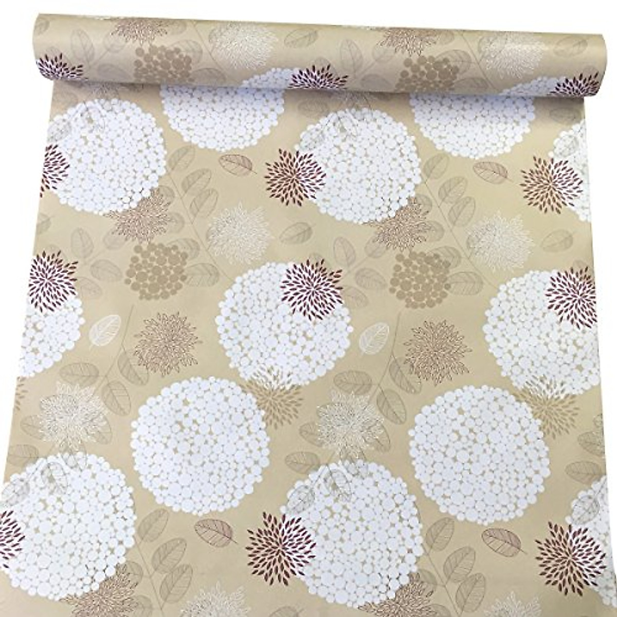 Yifely Peel & Stick Drawer Liner Removable Tabletop Protect Paper for Covering Apartment Old Cabinets Shelves, White Bouquet, 17.7 Inch by 9.8 Feet