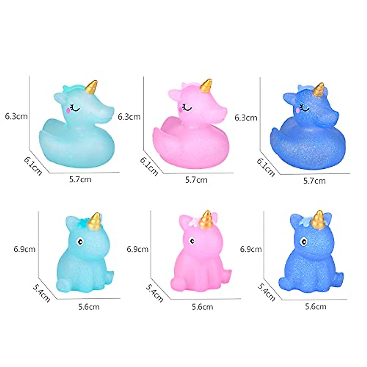 Light Up Unicorn Floating Bathtub Toys Animal Flashing Bath Toy Unicorn Glitter Water Toy for Kids Cake Decoration Bathroom Shower Games Swimming Pool Party Favors 6pcs Set
