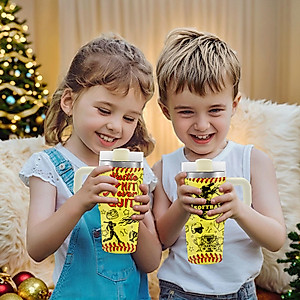 Softball Gifts for Girls 8-12, Softball Tumbler with Handle and Straw for Kids 14 Oz, Insulated Stainless Steel Softballs Cups Stuff, Birthday Gifts for Toddler Girls