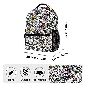 ELENAYAH Cat Gaming Backpack Kids School Bag Lightweight Daypack Travel Laptop Bag Women Men Bookbags