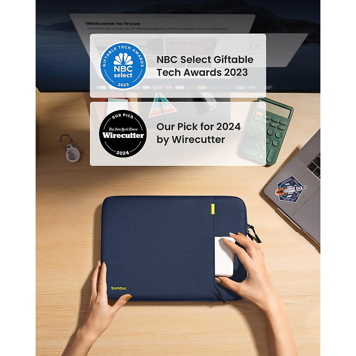 tomtoc 360 Protective Laptop Sleeve for 14-inch MacBook Pro M4/M3/M2/M1 Pro/Max A3112 A3401 A3185 A2992 A2918 A2779 2024-2021, Water-Resistant Case Bag with Accessory Pocket for 13.8 Surface Laptop 7