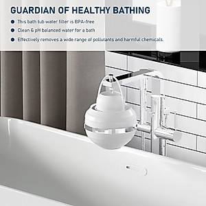 Varycony Bath Ball Water Filter, Bathtub Filter for Tub Faucet, Removes Hundreds of Contaminants, Purify Your Bathwater for Healthier Skin and Hair, BPA Free -White