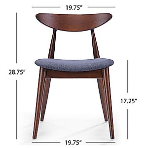 Christopher Knight Home Barron Fabric and Walnut Wood Dining Set, 5-Pcs Set, Charcoal