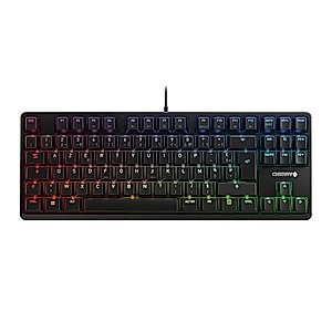 CHERRY G80-3000N RGB TKL, French layout, AZERTY keyboard, wired keyboard, mechanical gaming keyboard, MX SILENT RED SWITCHES, black