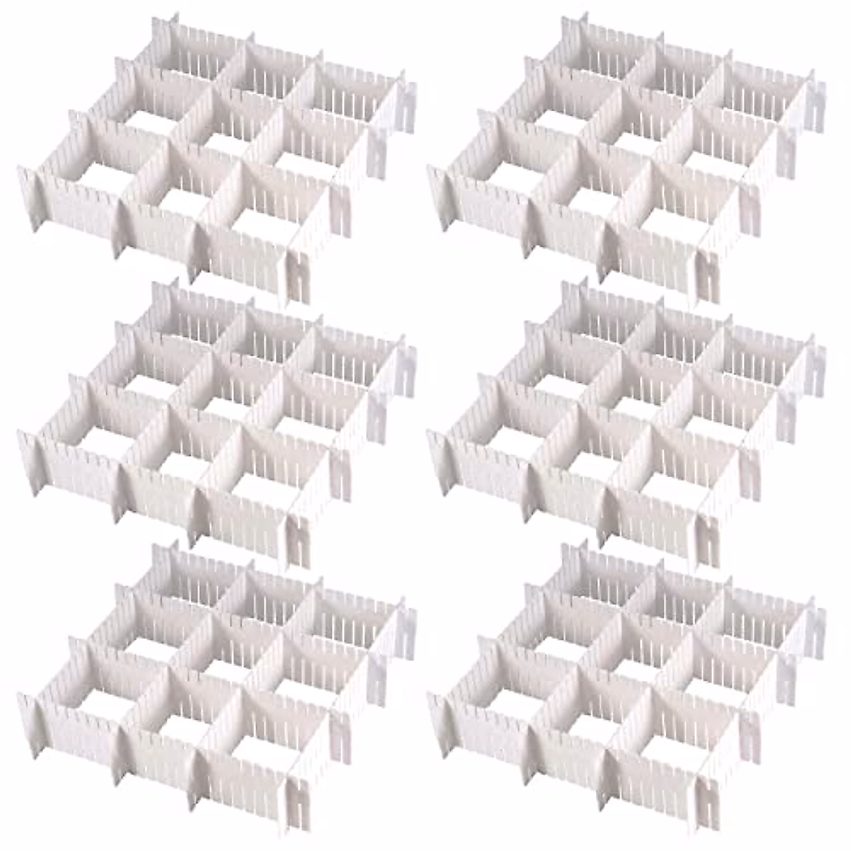 MUKCHAP 72 Pieces DIY Plastic Grid Drawer Organizer, 12.6 Inch Plastic Grid Drawer Dividers, Plastic Adjustable Drawer Dividers Organizer for Sock, Underwear, Scarf, White