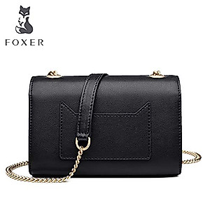iFOXER Women Leather Crossbody Bag Small Purse Crossbody Chain Shoulder Bag (Black)