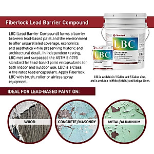 Fiberlock Lead Barrier Compound III, 1 Gallon, White, Industrial Lead Encapsulant, Forms a Barrier Between Lead Based Paint and the Environment, Ideal for Both Indoors & Outdoors