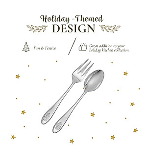 Spode Christmas Tree Salad Servers (Set of 2) - 10 Inch Flatware Serving Spoon & Fork, Festive Holiday Tableware, 18/10 Stainless Steel Serving Utensils - Dishwasher Safe, Ideal for Holiday Dining