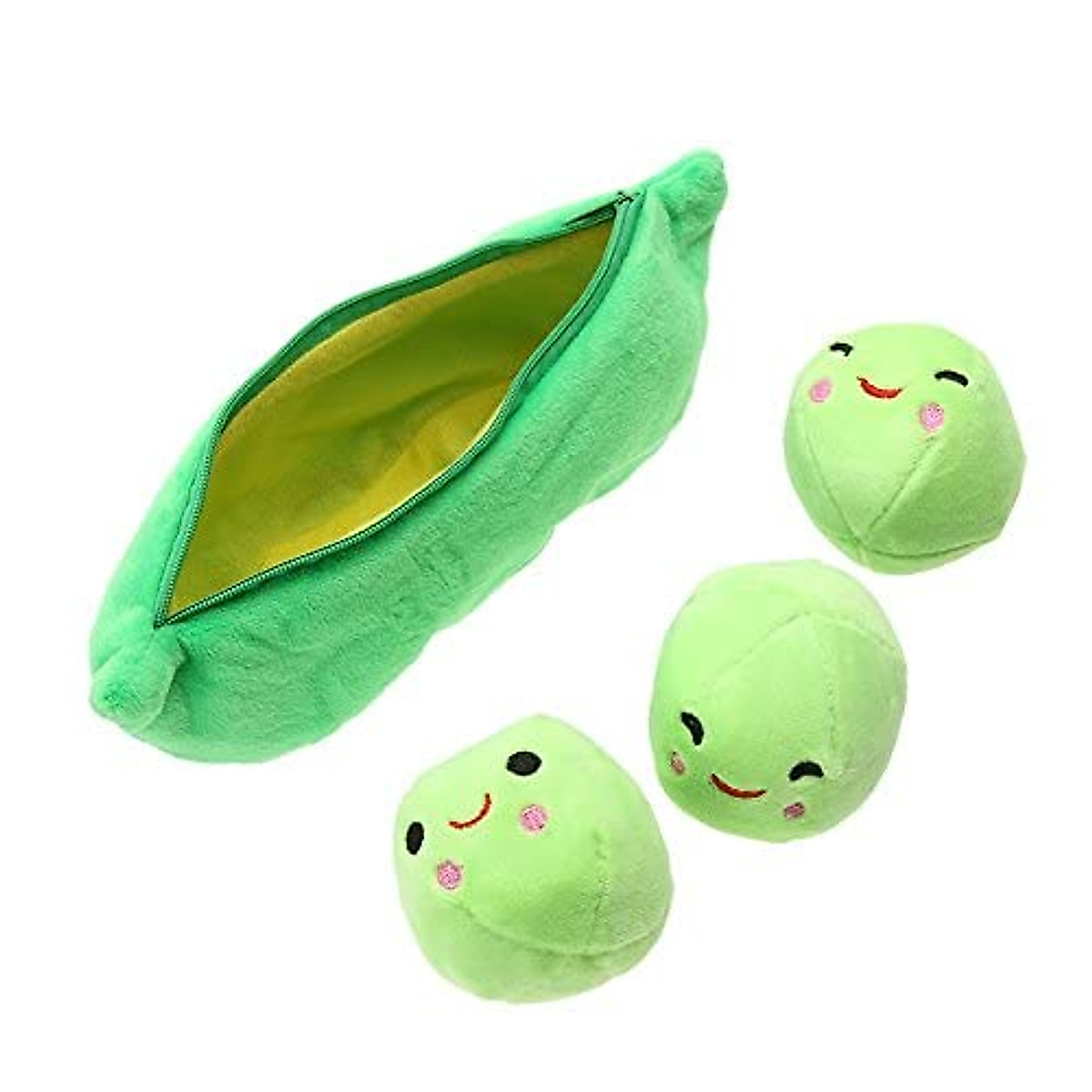 CUDILLEROI 3 Peas in Pods Pea Plush Toy 15 Inches Pea Pod Pillow Stuffed Doll Figure New