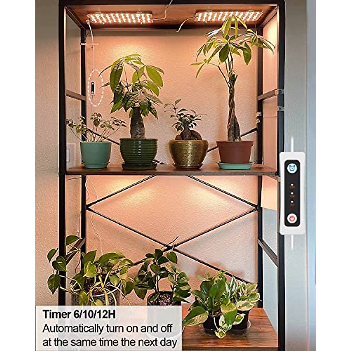 DOMMIA Grow Lights for Indoor Plants, 20W Full Spectrum LED Grow Light with Auto ON & Off Timer, 132 LEDs Sunlike Plant Light for Hydroponics, Succulents & More, Easy to Assemble（2Pcs）