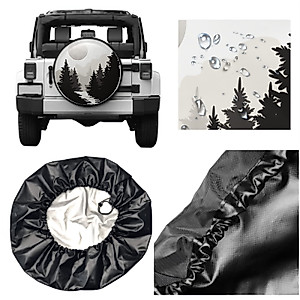Abstract Moon Spare Tire Cover Mountain Tree Waterproof Dust-Proof Universal Spare Wheel Tire Covers 17 Inch Fit for RV Trailer Truck Jeep Rv SUV Truck Camper Travel Trailer Accessories