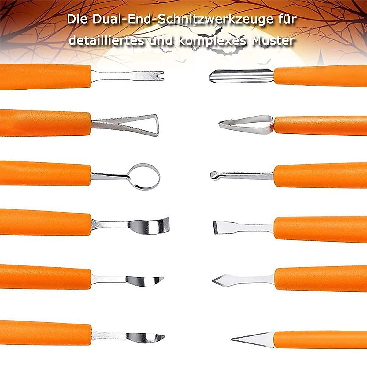YAOMAISI Halloween Adult and Children Pumpkin Carving Kit Carving Knife Upgraded Edition 12 Pieces of Professional Stainless Steel Pumpkin Carving Tool Belt Handbag