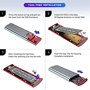 M.2 SSD Enclosure, M.2 NVME SSD Enclosure High Speed Ultrathin Aluminum Alloy Enclosure with UASP Support for 2230 SSD