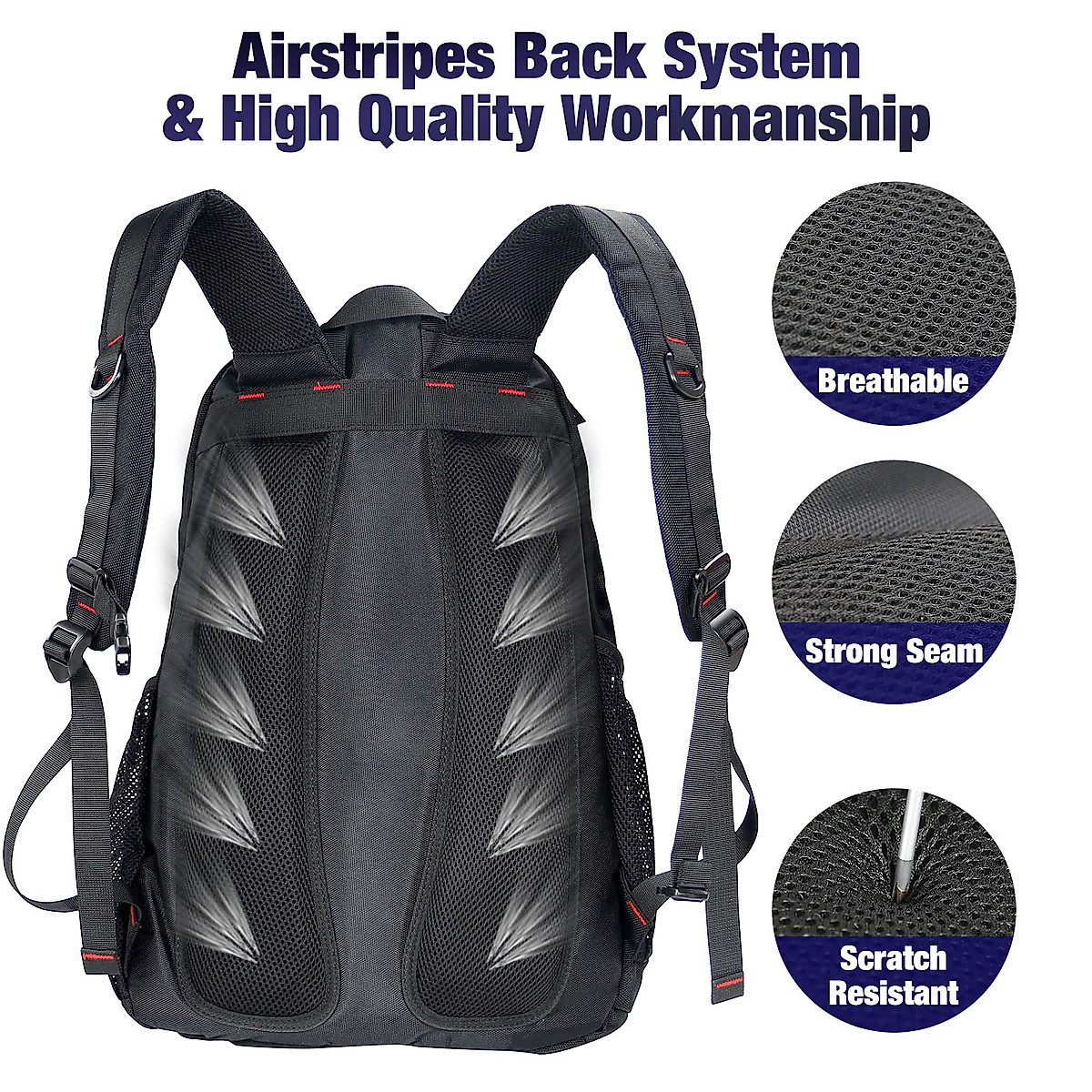 Lily Parker Waterproof Womens Mens 40l Hiking Rucksack Bag Large-Capacity Trekking Travel Backpack, Black