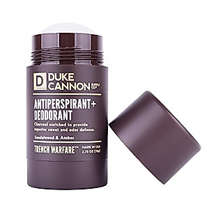 Duke Cannon Supply Co. Trench Warfare Antiperspirant & Deodorant for Men Sandalwood&Amber Multi-Pack - Enriched with Activated Charcoal, Maximum Strength for Sweat & Odor Protection, 2.75 oz (3 Pack)