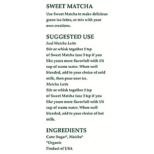 Organic Sweet Matcha Green Tea Powder, Cafe Style Blend by Cherie Sweet Heart (16 oz) (packaging may vary)