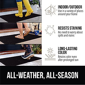 Gorilla Grip Ultra Absorbent Moisture Guard Doormat, Absorbs Up to 1.7 Cups of Water, Stain and Fade Resistant, Spiked Rubber Backing, All Weather Mats Capture Dirt, Indoor Outdoor, 29x17, Black