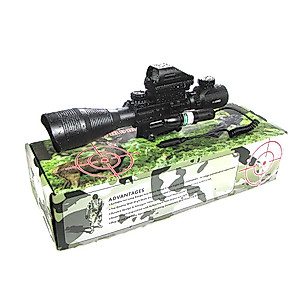 Rifle Scopes Combo 4-12X50eg Riflescopes Tactical Dual Illuminated Optical Holographic Red/Green Reflex Dot Sight Bullet-Shape Laser for Hunting Practitioner