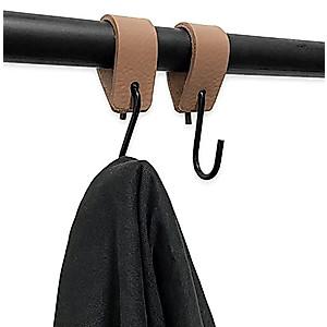 Brute Strength - Multifunctional Leather S-Hooks - Taupe - 6 Pieces - S Shaped Hooks - Coat Hook - Leather Hooks - Leather s Hooks - Black s Hooks - Kitchen Hooks