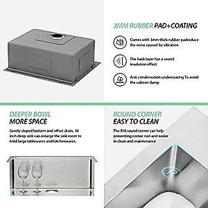 Mocoloo Stainless Steel Drop In Kitchen Sinks 28 x 22 Inch Single Bowl Kitchen Sink Ledge Workstation Topmount 16 Gauge All In One 10" Deep Sinks