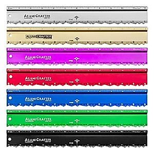 Alumicolor AlumiCrafter Straight Edge Metal Ruler with Unique Deckle Edge, Blue, 12 Inch