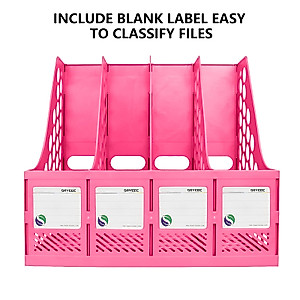 Marte Vanci Sturdy Desktop File Holder 4 Section Magazine Dividers Organizer Box Frames Document Cabinet Storage Pink