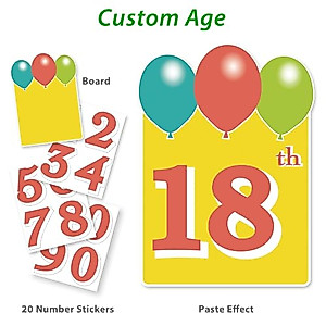 Happy Birthday Yard Sign with Stakes, Personalized Age Signs with 20 Number Stickers, Bright Rainbow Color, 15" Big Size