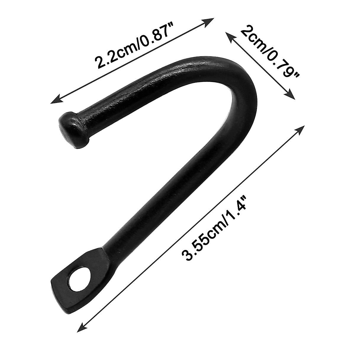 Piutouyar Metal J Shaped Iron Hooks, 1.4 Inch Wall Mounted Single Hooks, Simple Hanger Hook for Coats, Bags and Key, Black (10Pcs)