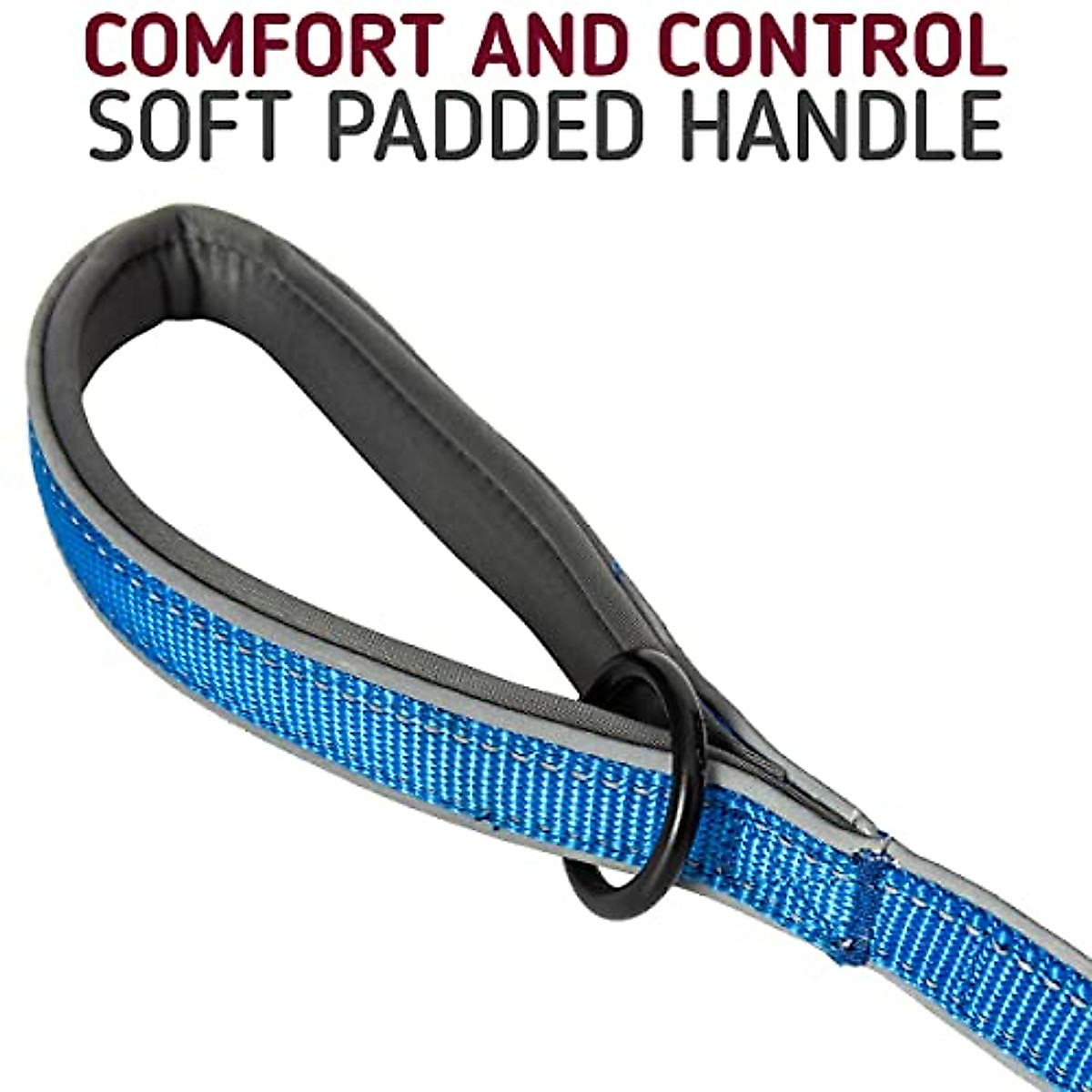 Leashboss Reflective Martingale Collar and 6 Ft Leash with Padded Handle, Medium Collar 14.5-17" Neck, Blue