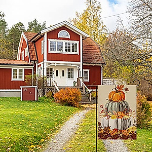 Covido Happy Fall Garden Flag Home Decorative Pumpkin Patch Maple Leaves House Yard Outside Small Flag, Welcome Autumn Outdoor Harvest Decoration Farmhouse Thanksgiving Decor Flag Double Sided 12 x 18