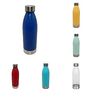 Main 22-ounce Plastic Water Bottle with Stainless Steel Lid and Base (1 Assorted Color)