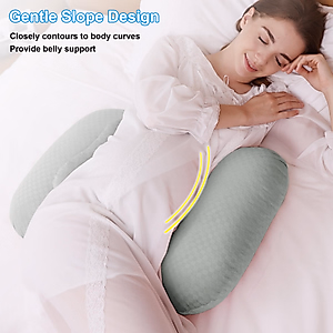 Pregnancy Pillows for Sleeping, Soft Maternity Body Pillow for Side Sleeper, Support for Back, Legs, Belly, Adjustable Travel Pregnant Women Pillow (Grey)