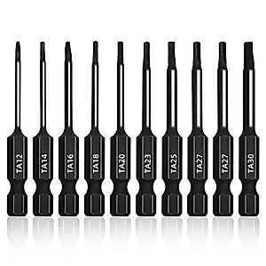 Triangle Bit Set (10 Pack - 2.3" Long Magnetic Heads) In the Following Triangle Screwdriver Sizes: TA12, TA14, TA16, TA18, TA20, TA23, TA25, TA27 (x2), TA30