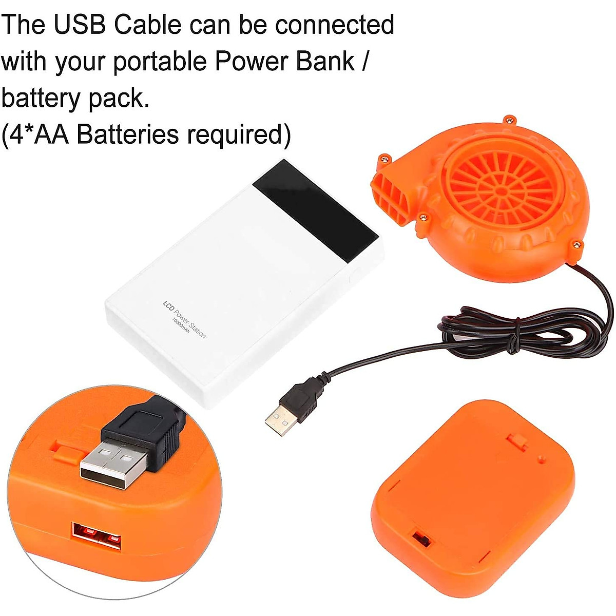 Wittocs Inflatable Costume Fan for Dinosaur Halloween Christmas Festival Supplies, Originals Fan Replacement Orange Air Pump and Battery Case