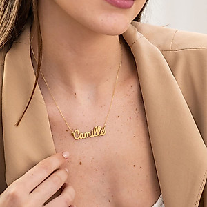 MYKA - Personalized Cursive Name Necklace - Custom Made Precious Metals - Nameplate for Christmas, Birthday, Mother's Day - Gift for Her, Women (10k Yellow Gold)
